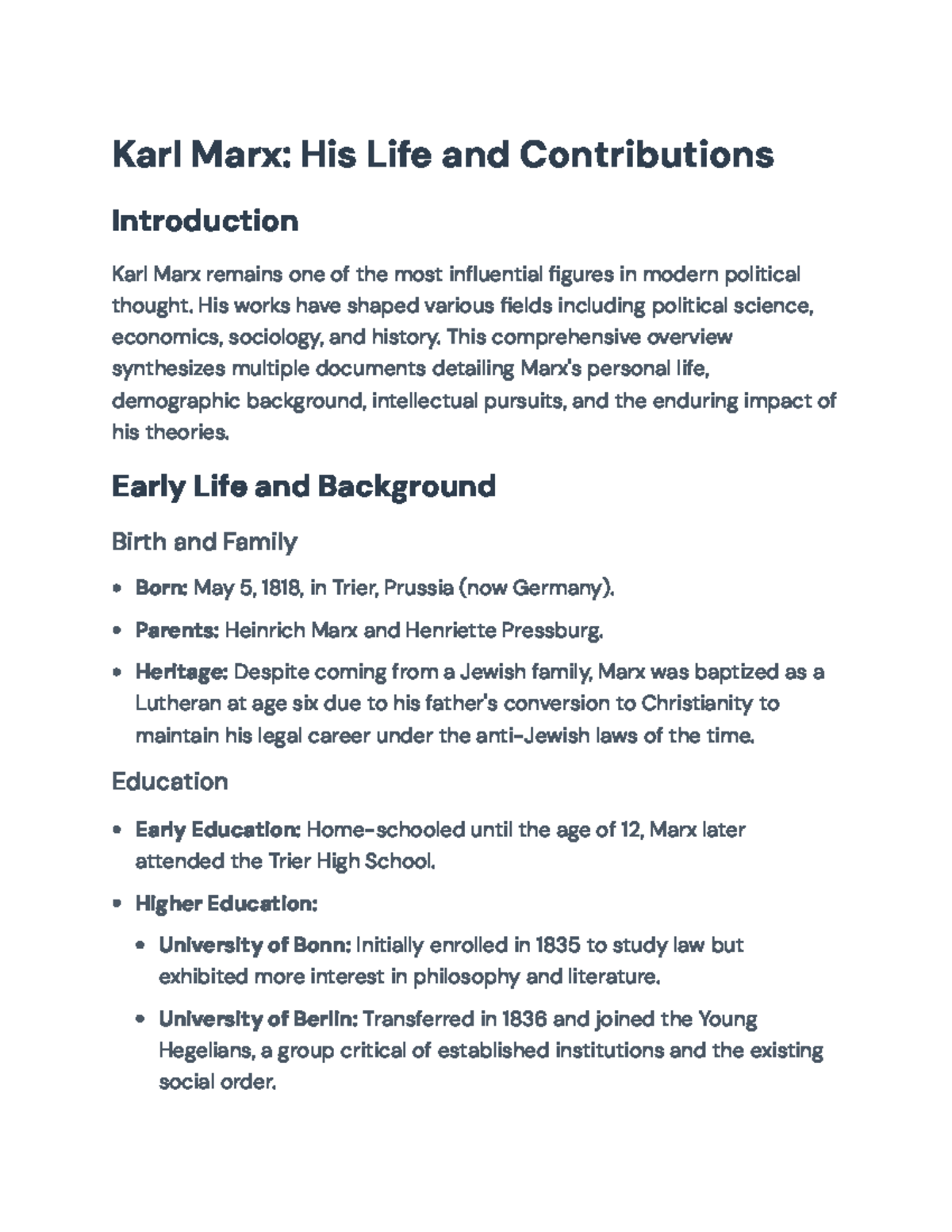 The Life and Contributions of Karl Marx: A Comprehensive Overview ...