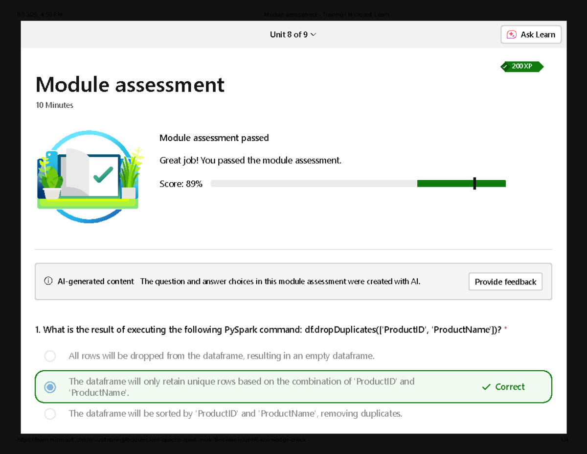 Module Assessment - Training Microsoft Learn Unit 8 of 9 - Studocu