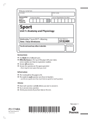 Sports Science - A2 - A Level - Sixth Form (A Levels) - Studocu