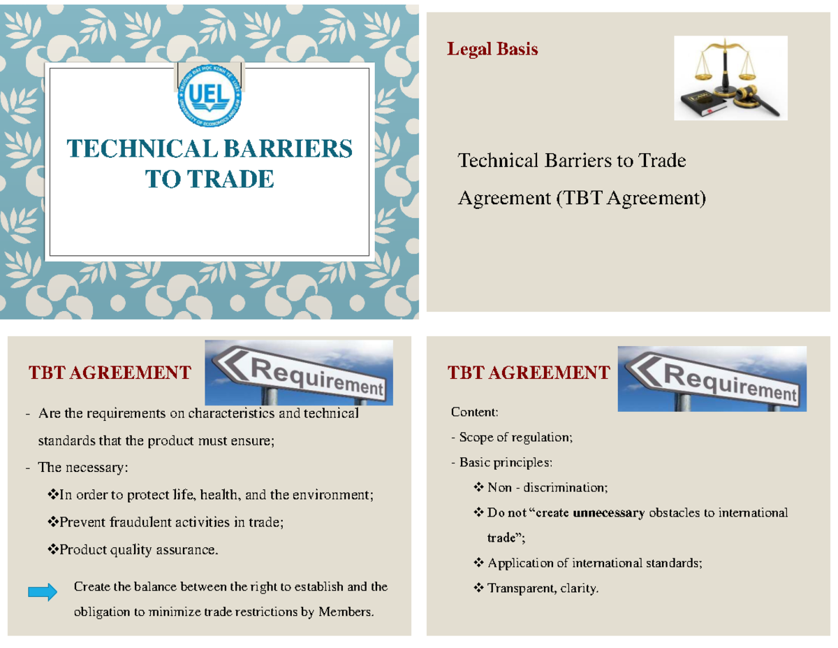 TBT 101: Understanding Technical Barriers to Trade Regulations - Studocu