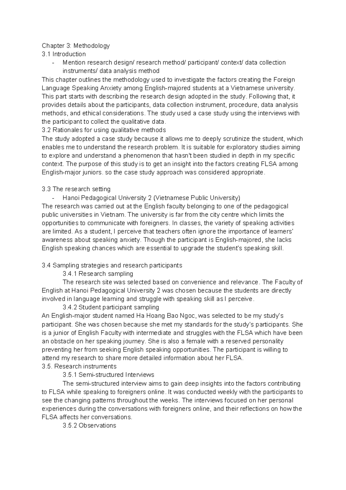 Chapter 3: Methodology of FLSA Study at Hanoi Pedagogical University ...