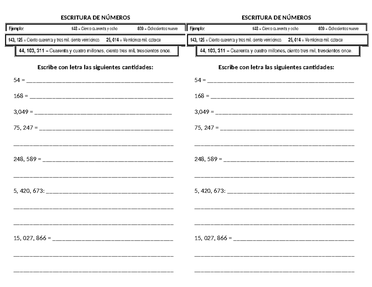 Escritura DE Números - Aprender a escribir los numeros - ESCRITURA DE ...