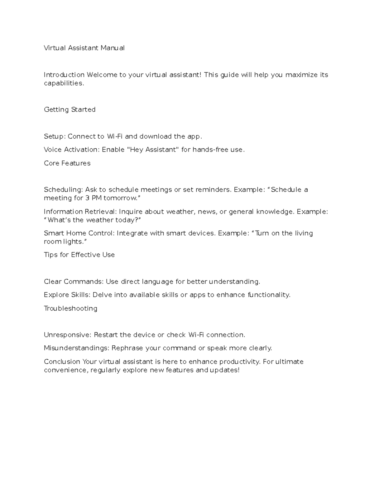 Virtual Assistant Manual: A Comprehensive User Guide - Studocu