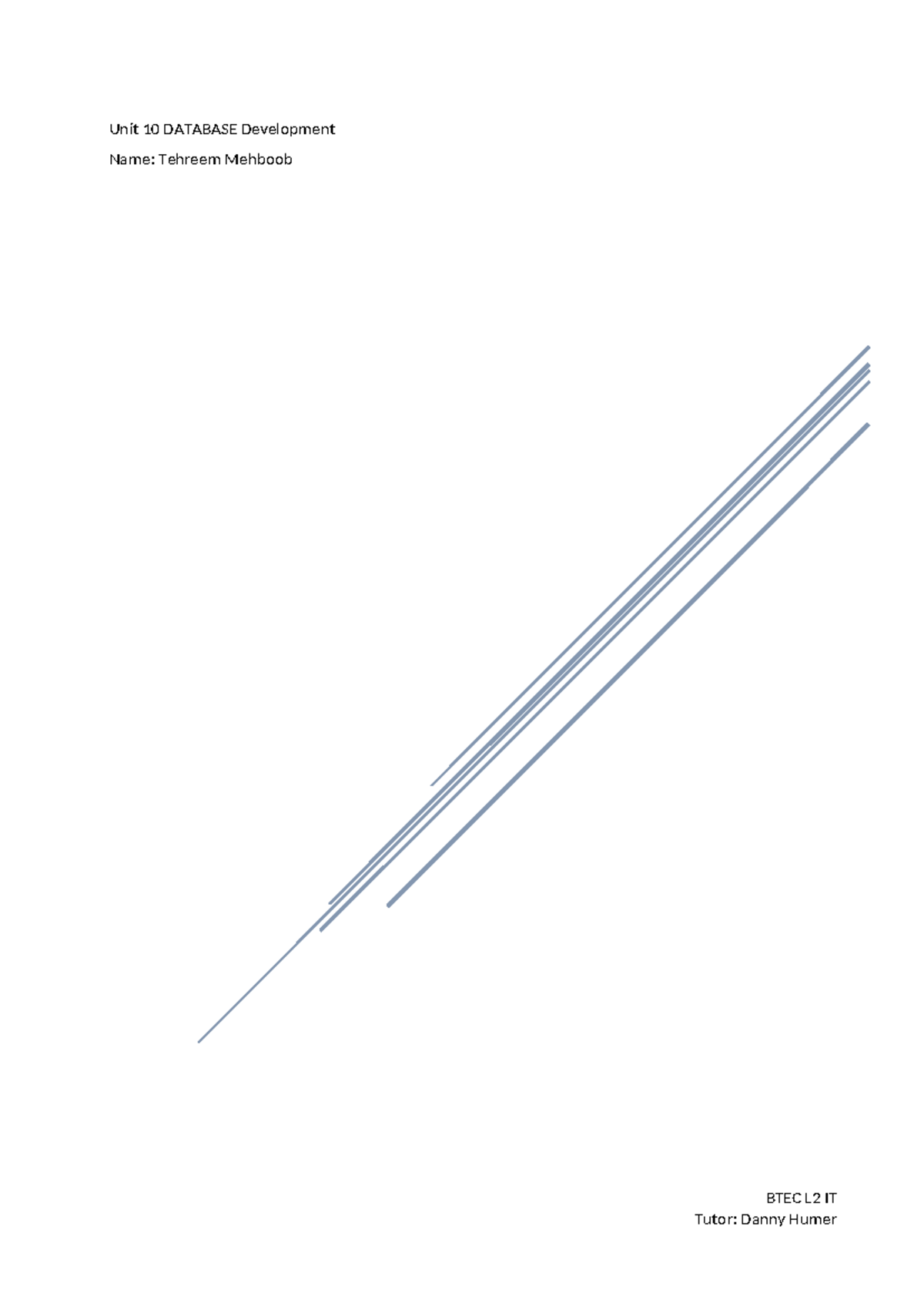 Unit 10 Assignment 1 - Tools and Techniques in Database Development - Studocu