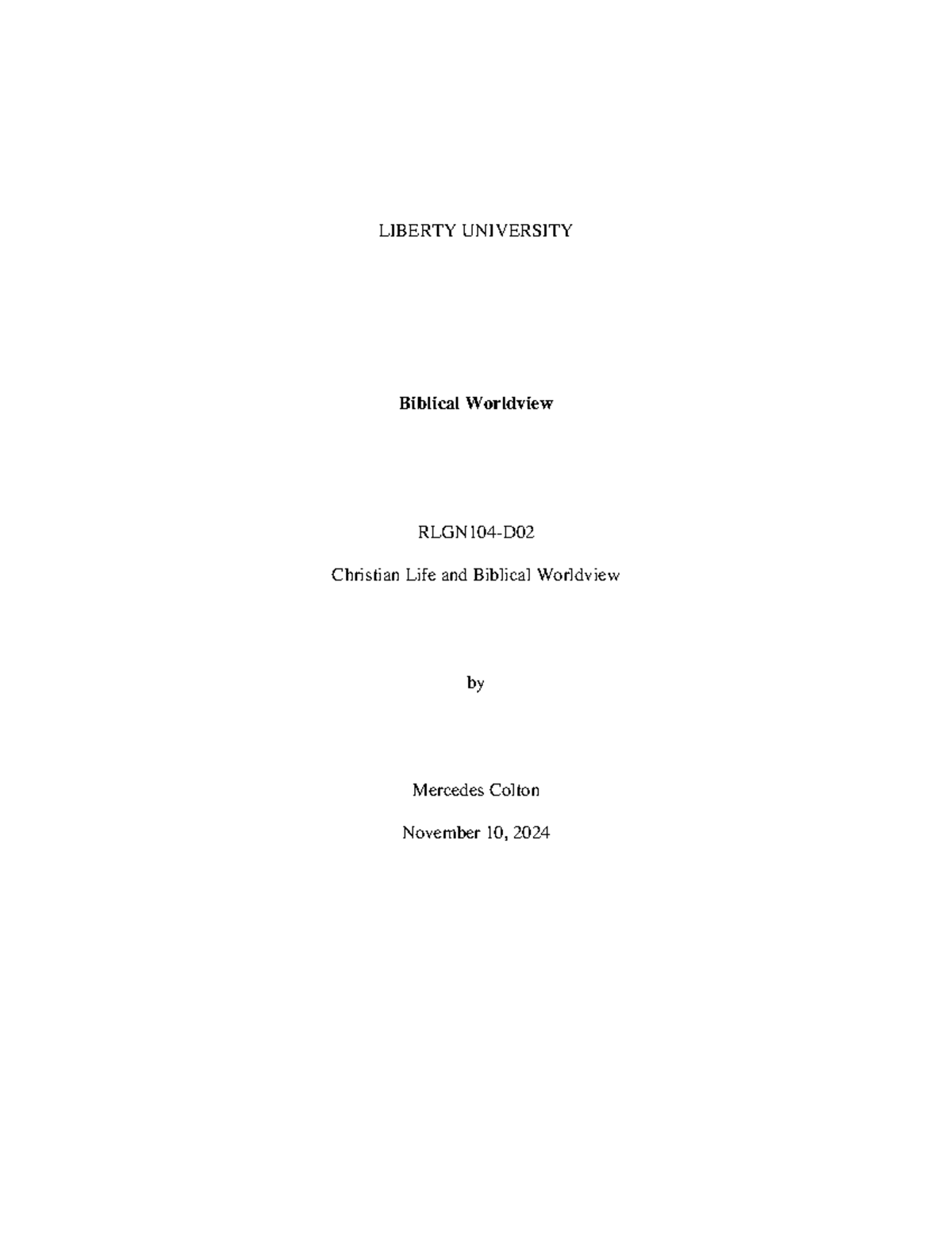 RLGN104-D Research Paper: Exploring Biblical Worldview Concepts - Studocu