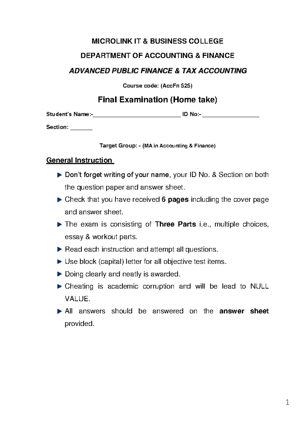 Public Finance and Tax Accounting - MICROLINK IT & BUSINESS COLLEGE ...