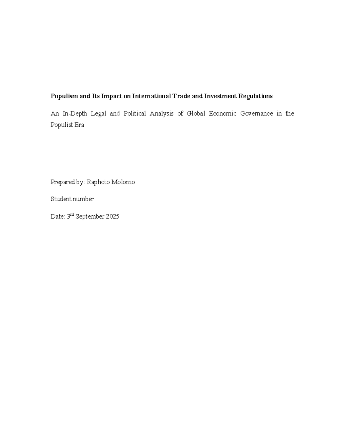 Populism's Influence on Global Trade & Investment Regulations: A Legal ...