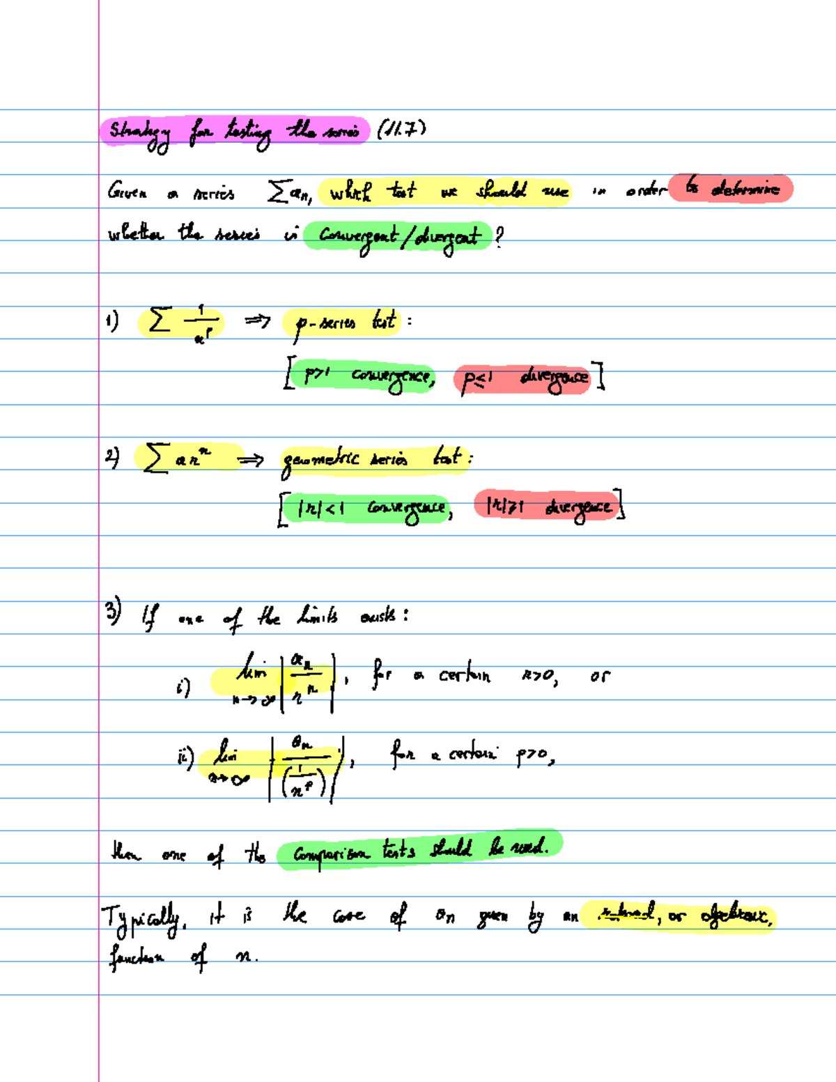 Strategies for testing series (MATH 101) - Studocu