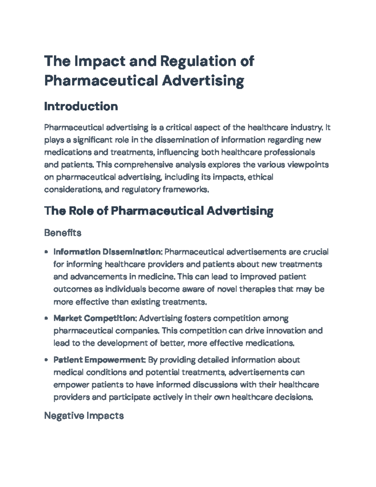 Pharmaceutical Advertising: Impacts, Ethics & Regulation Analysis - The ...