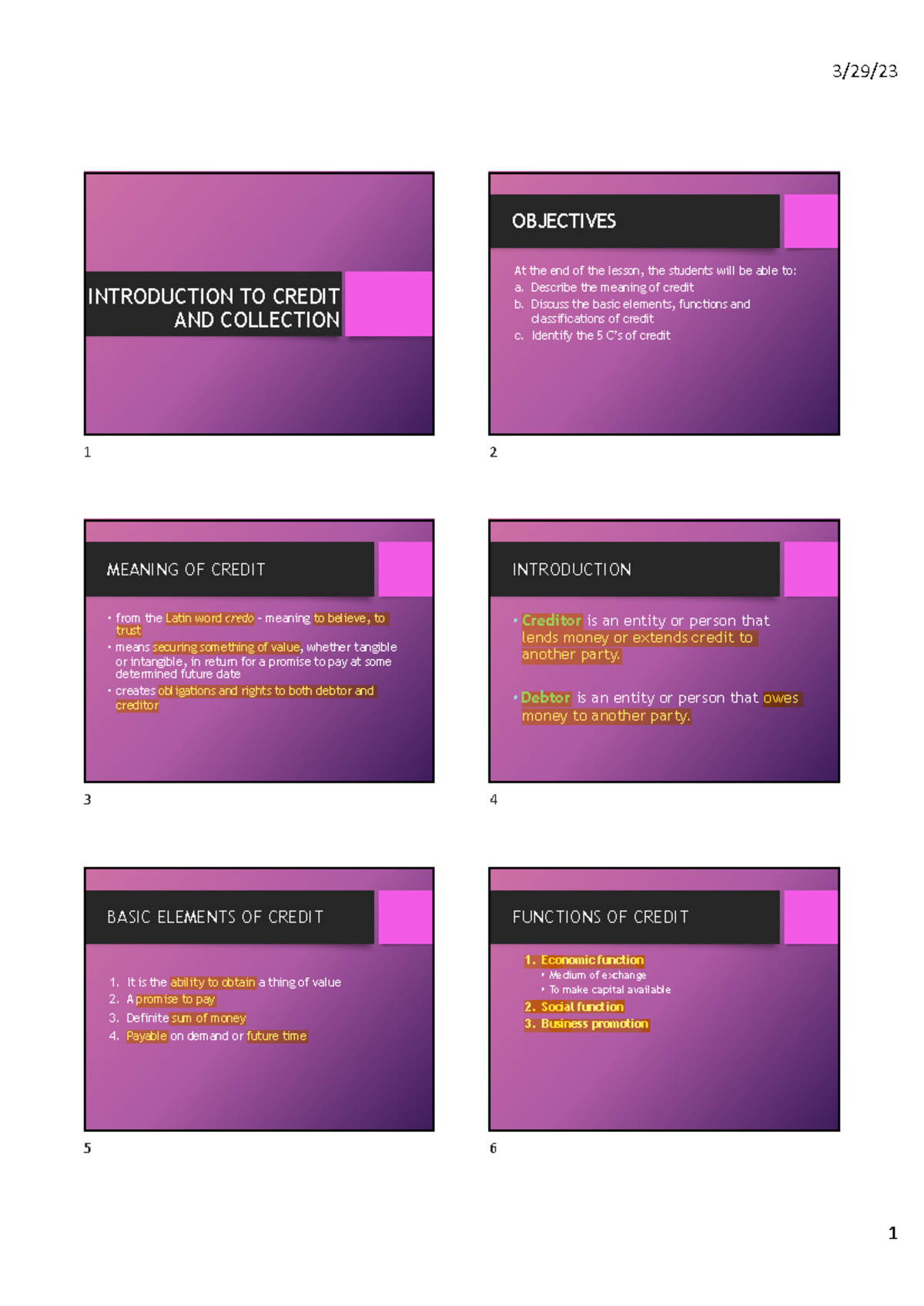 Introduction to Credit & Collection (Course Code: FIN101) - Studocu