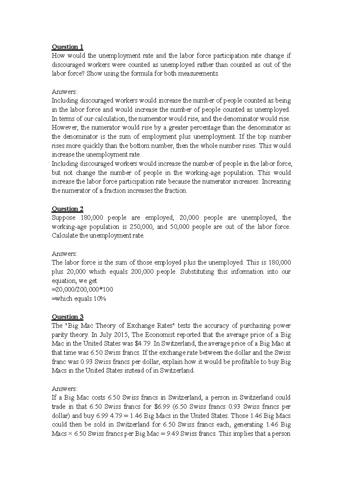 CB2402 Pre Exam Questions & Answers on Labor Economics - Studocu
