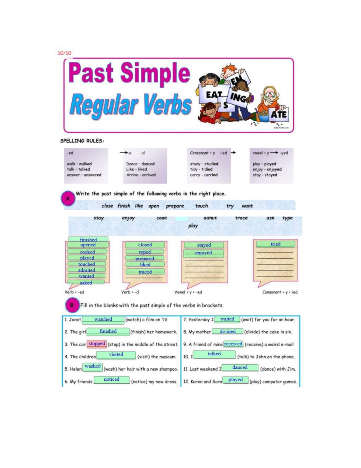 Simple Past Tense: EAT Regular Verbs & Spelling Rules (ENG 101) - Studocu