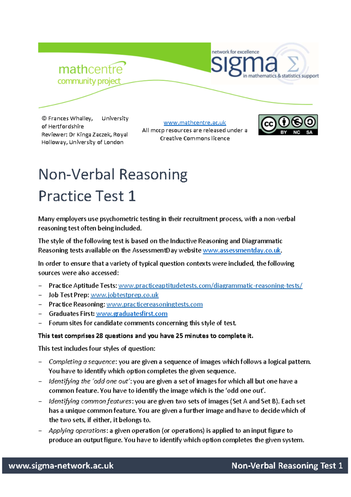 MCCP Reasoning Practice Test 1: Non-Verbal Questions - Studocu