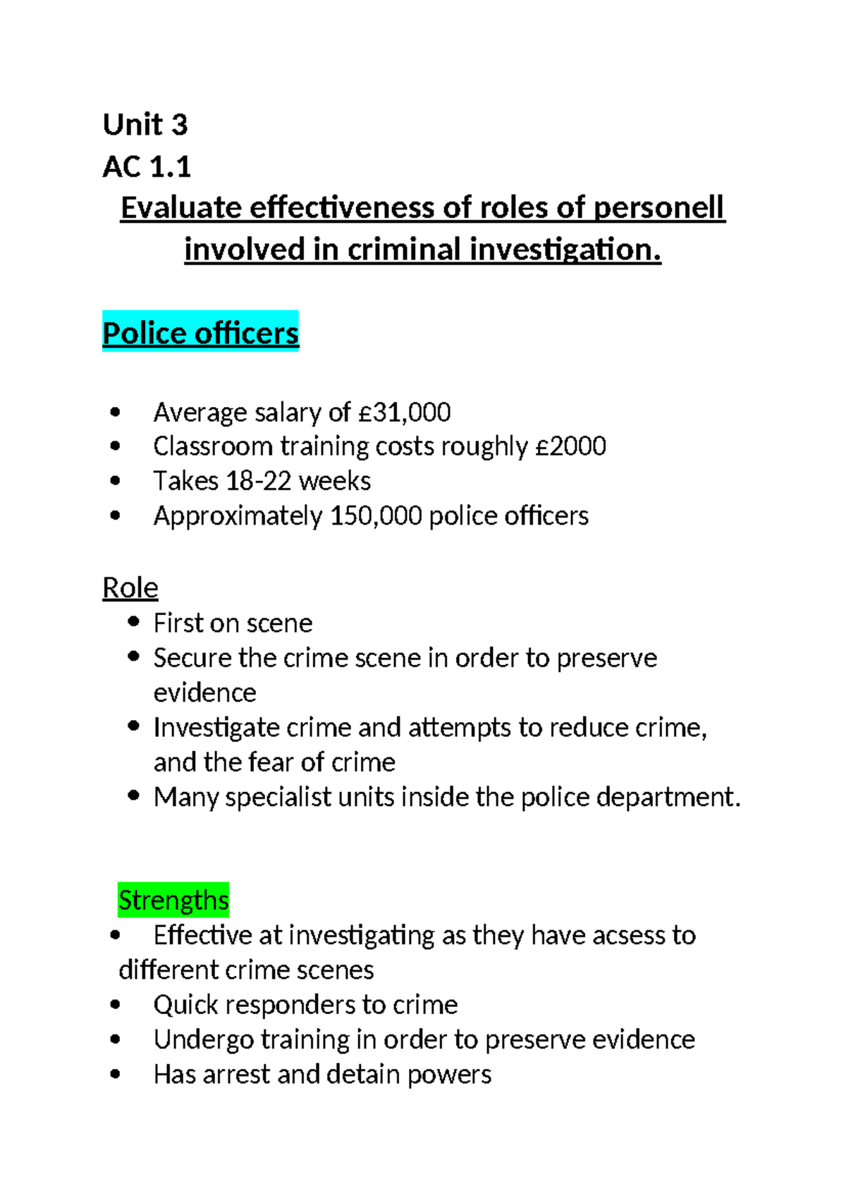 Unit 3 - Roles and Effectiveness of Police Officers in Criminal ...