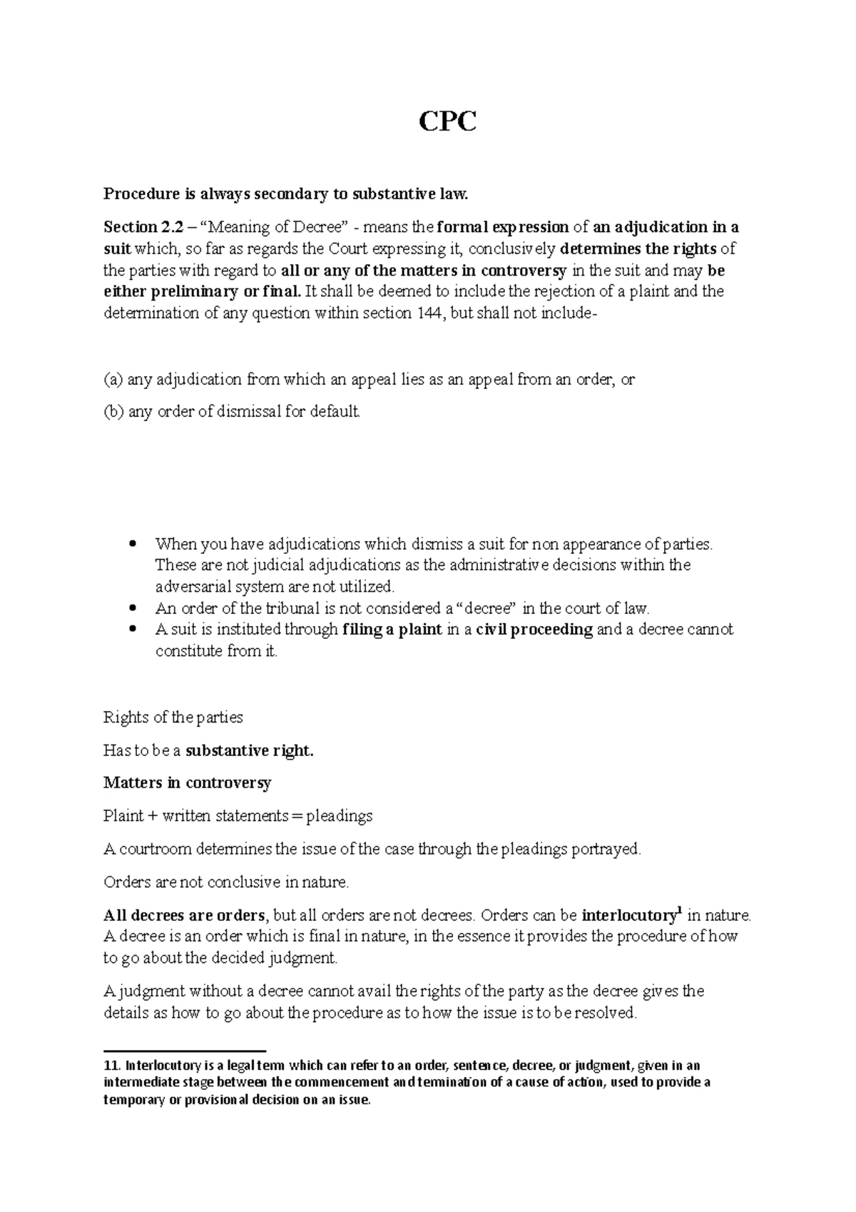 Complete notes CPC - Civil Procedure Code- Test Preparation Basic ...