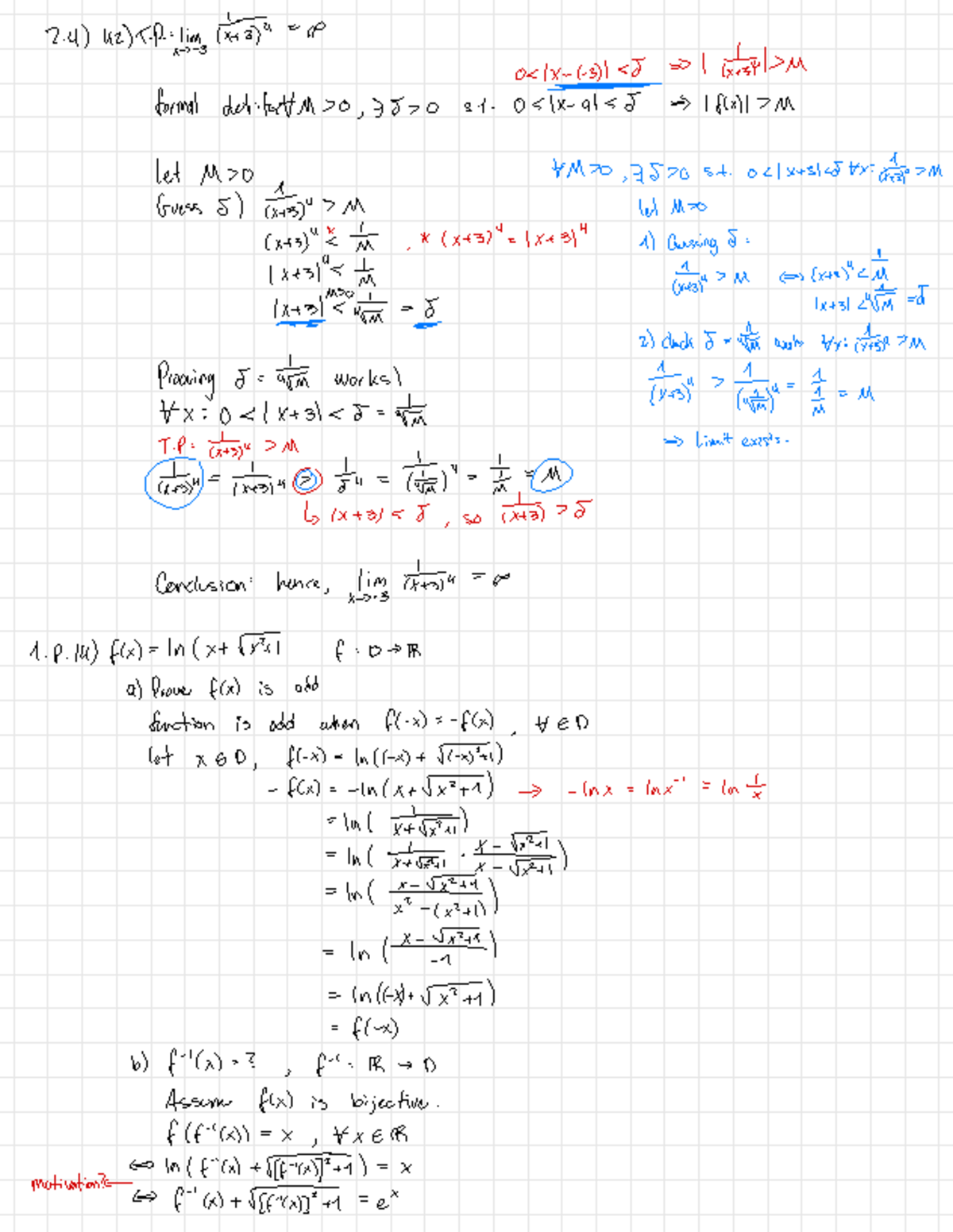 Analysis Tutorials 1: Limit and Function Properties - Studeersnel
