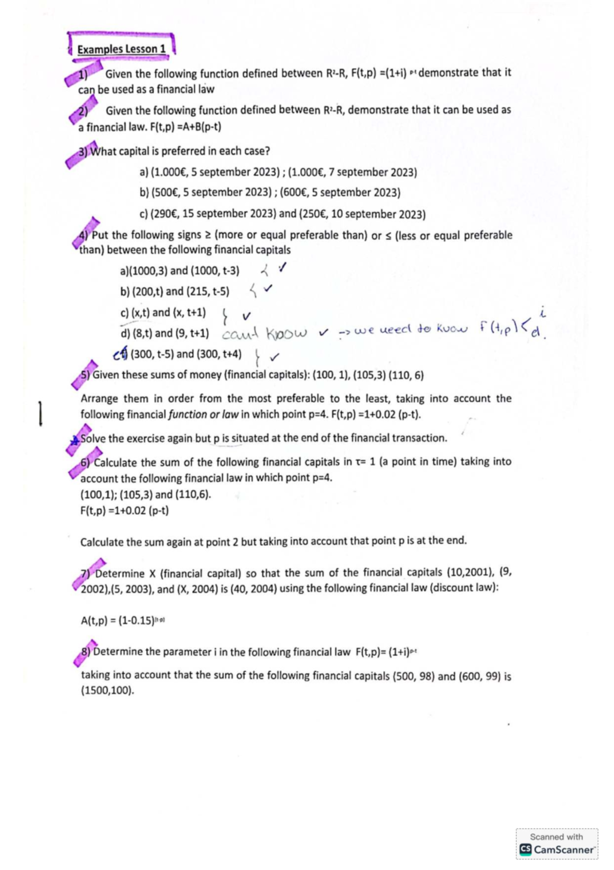 Financial Law Examples Lesson 1: Analysis and Calculations - Studocu