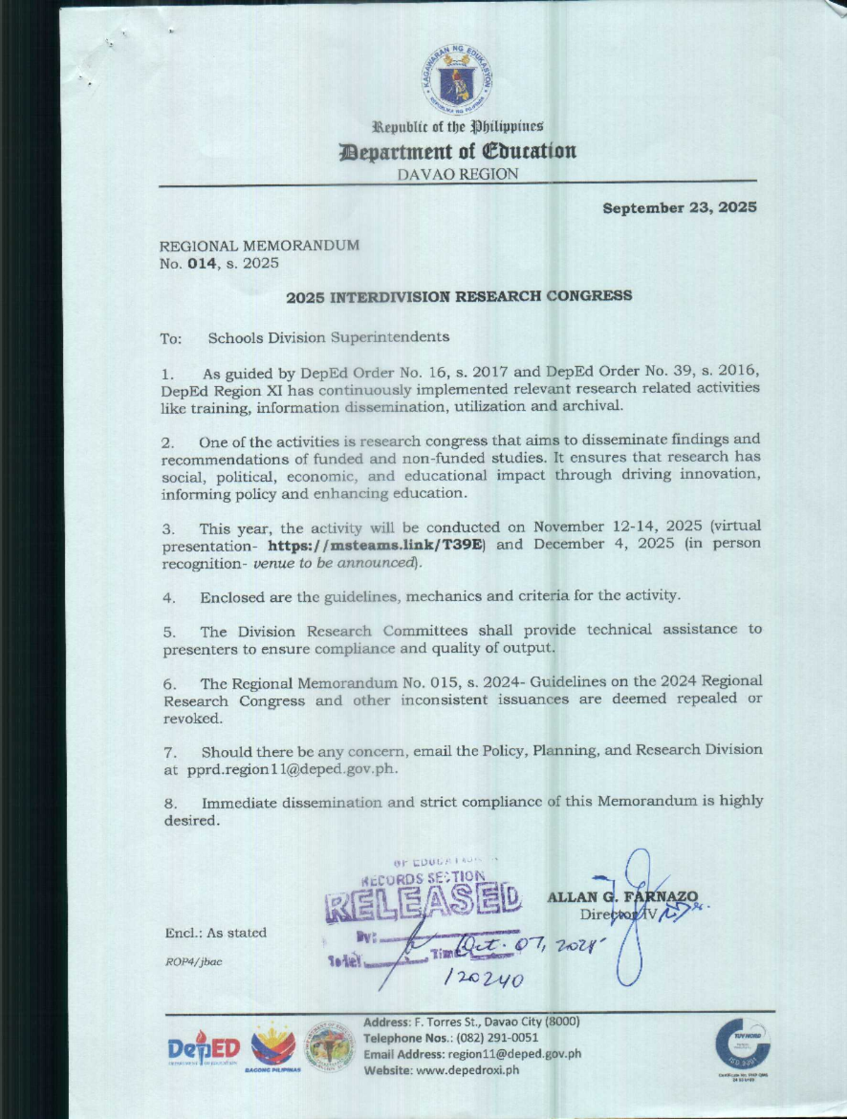 RM No. 014: Guidelines for the 2025 Interdivision Research Congress ...