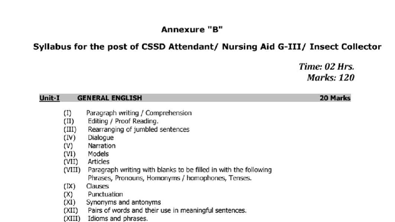 Nursing Aid Syllabus - CSSD Exam Preparation Guide - Studocu