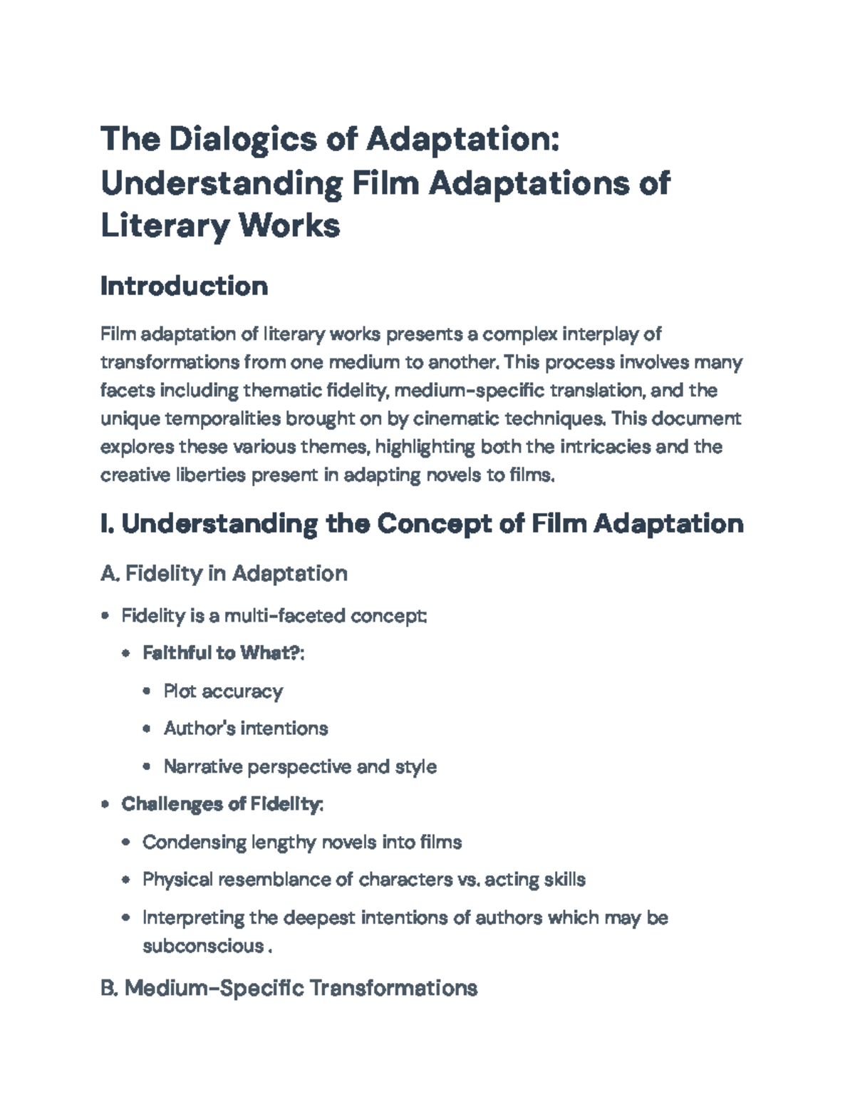 Understanding Film Adaptations: The Dialogics in Literary Works - The ...