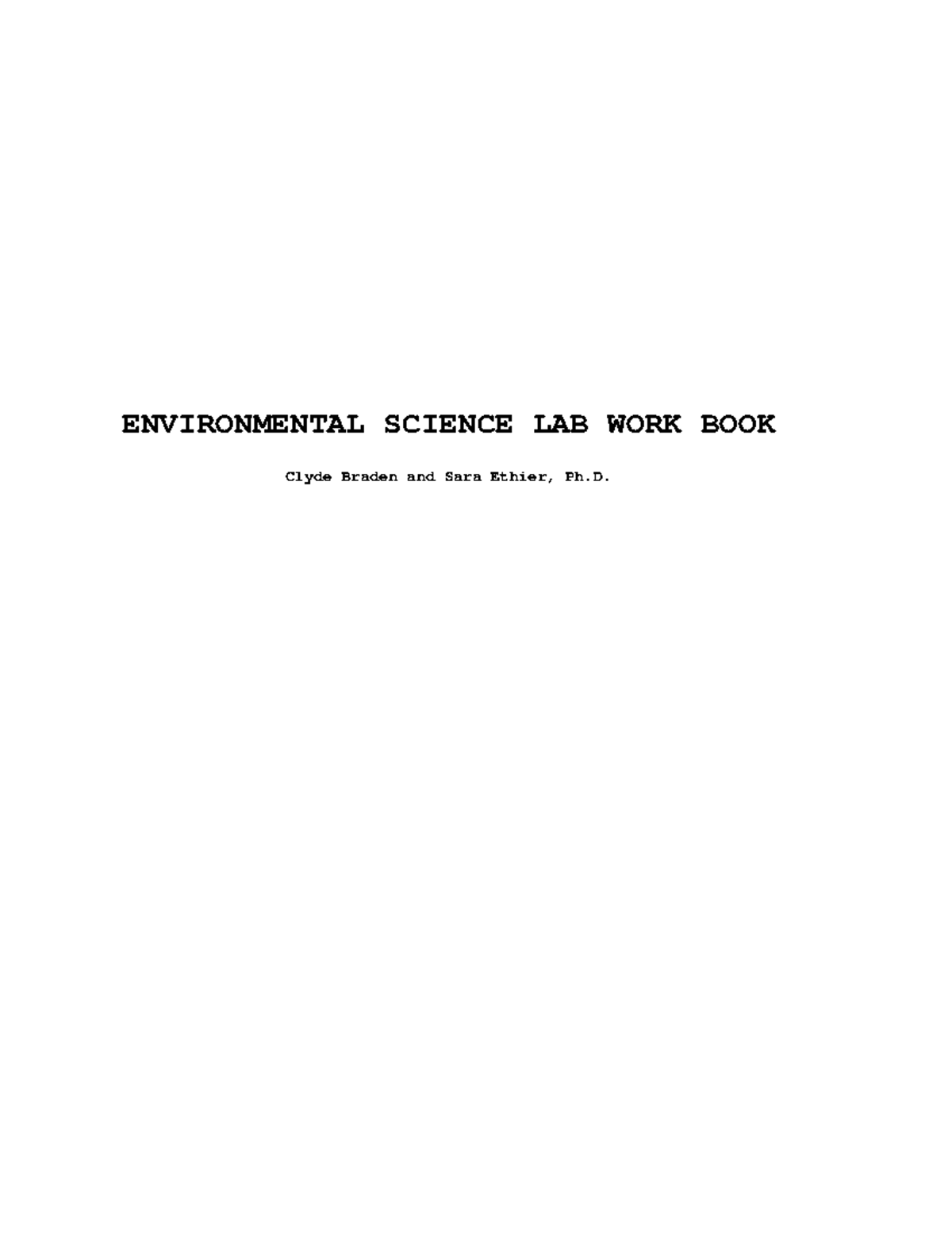 ENVIRONMENTAL SCIENCE LAB WORKBOOK (ENV 101) - Comprehensive Guide ...