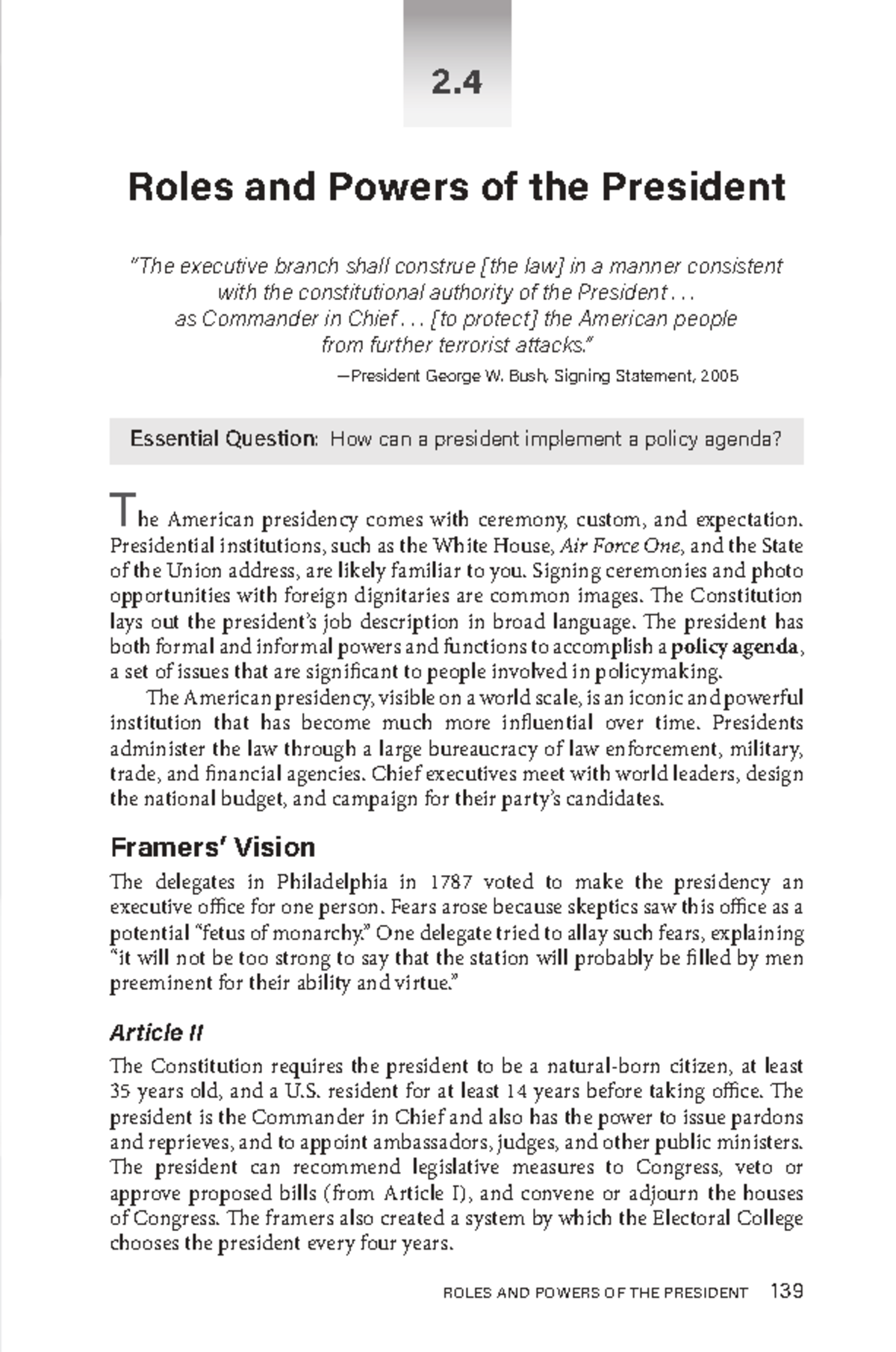 AP US Gov & Politics: Overview of Presidential Roles and Powers - Studocu