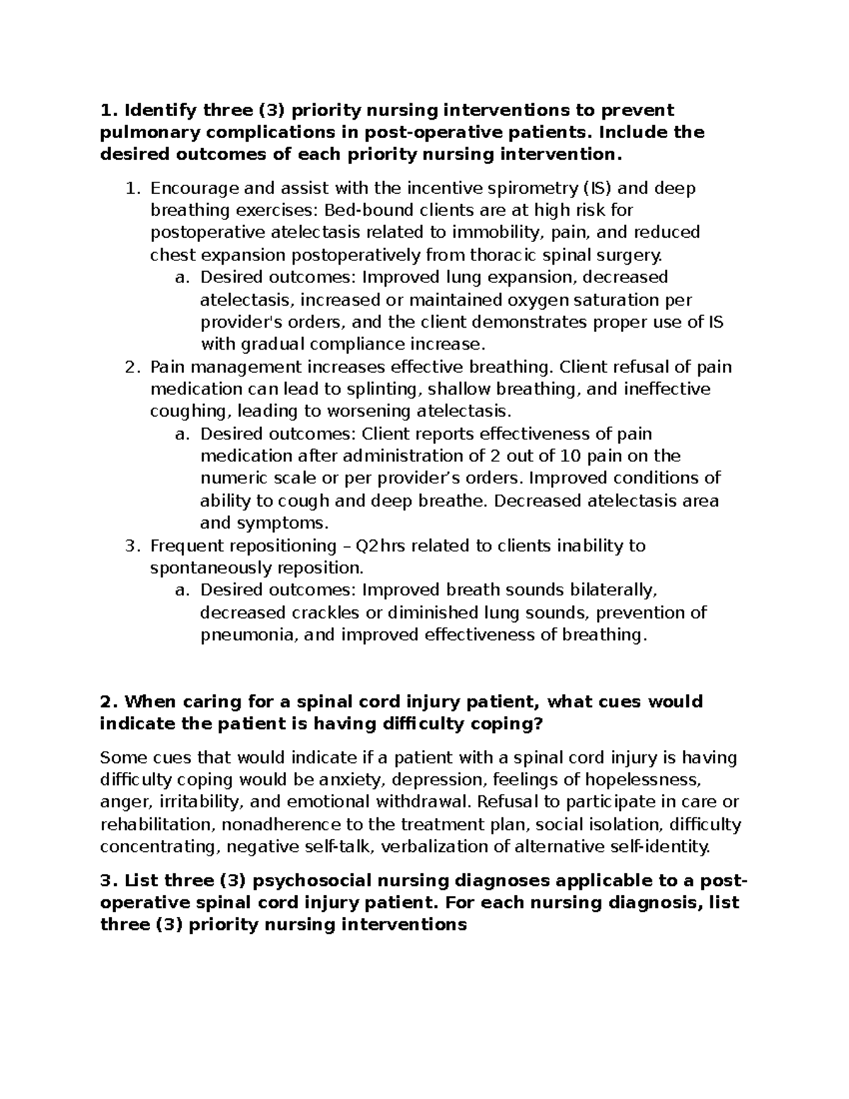 Nursing Interventions for Pulmonary Complications in Spinal Injury ...