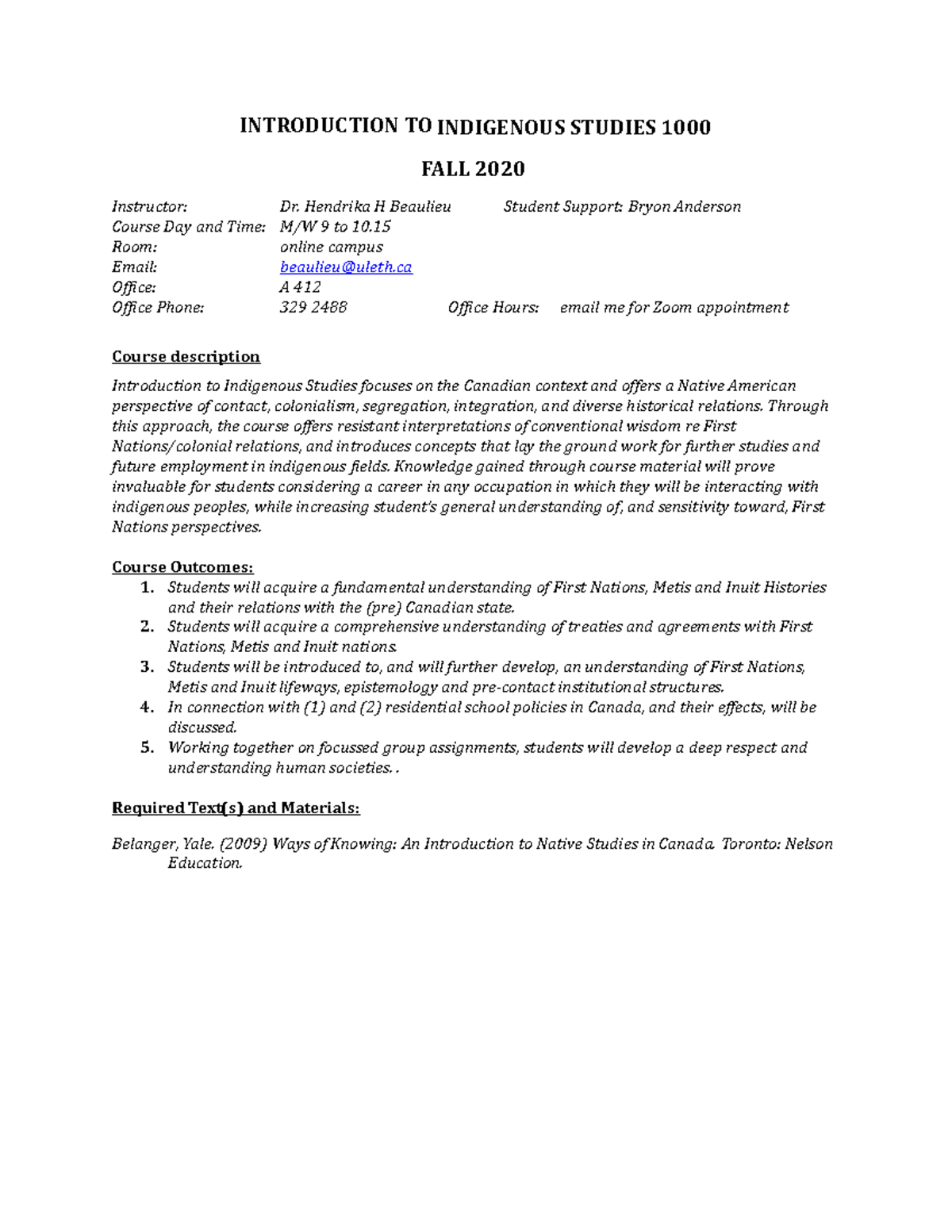 Introduction to Indigenous Studies Fall 2020 - Studocu