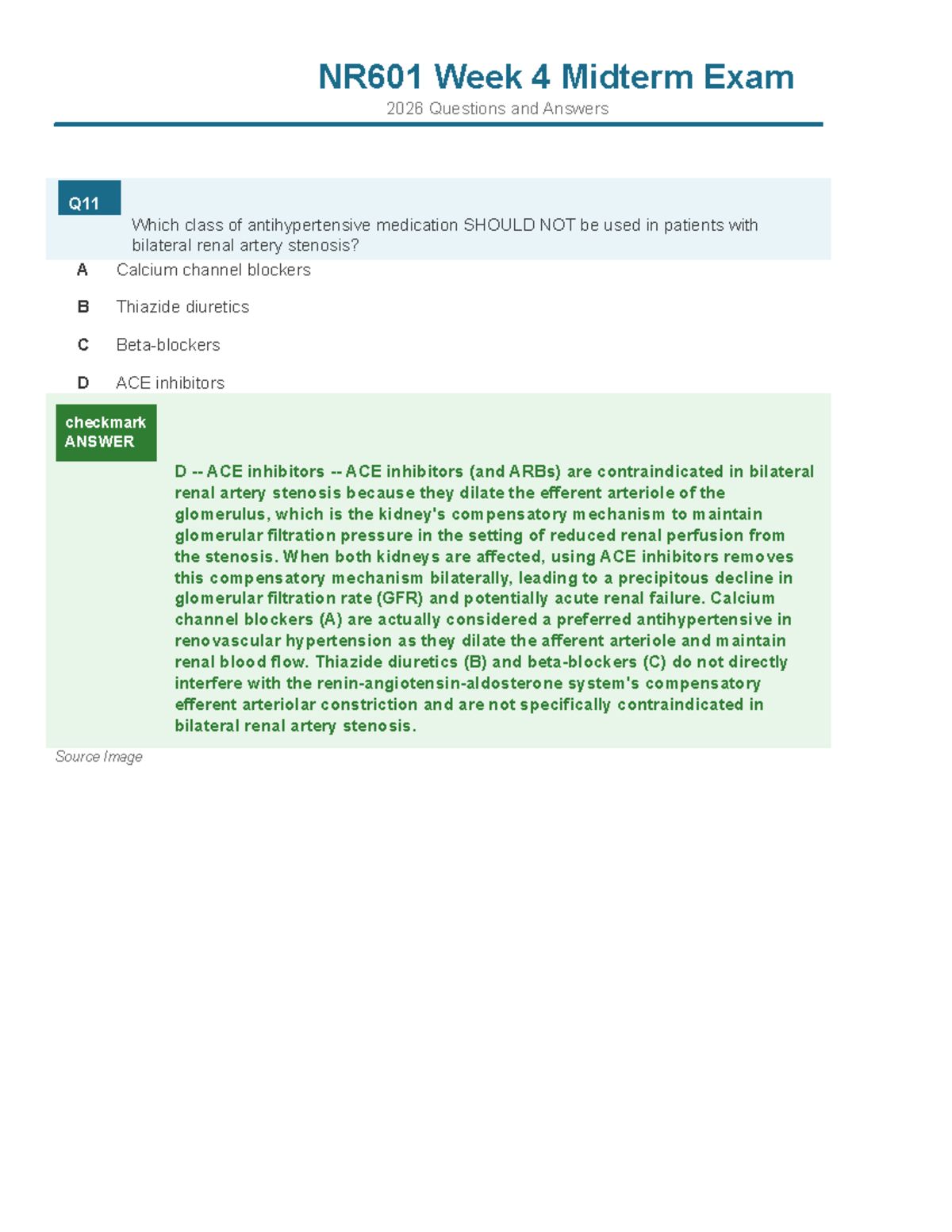 NR601 Week 4 Midterm Exam Questions and Answers - Studocu