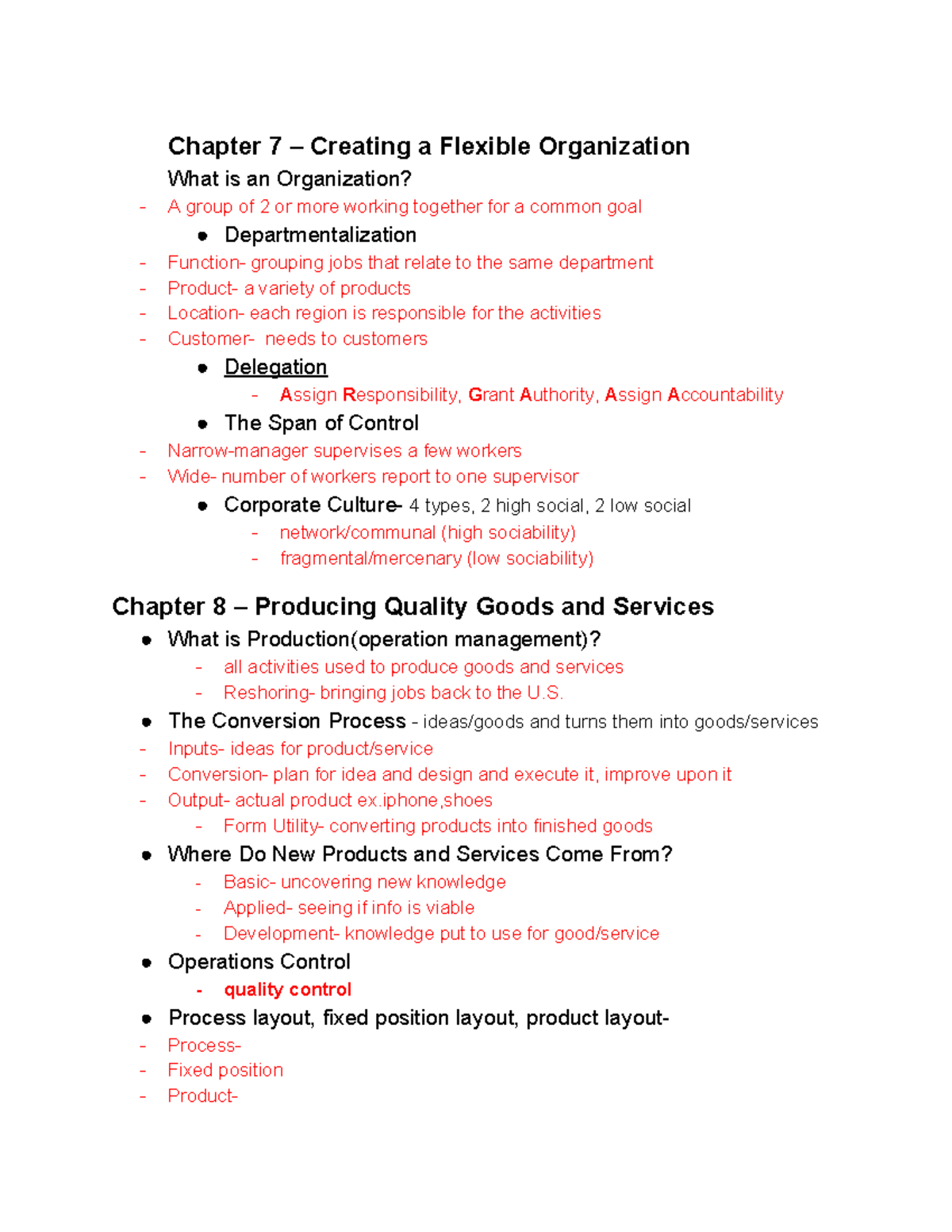 Chapter 7 – Creating a Flexible Organization: Key Concepts Overview ...