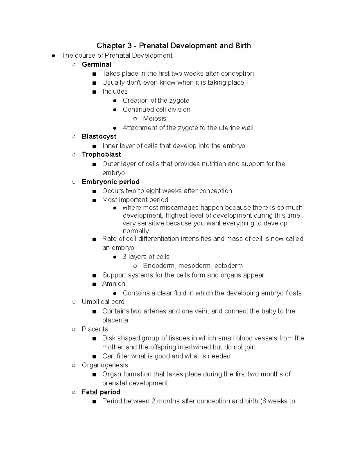 Chapter 3 - Prenatal Development & Birth: Key Concepts and Processes ...