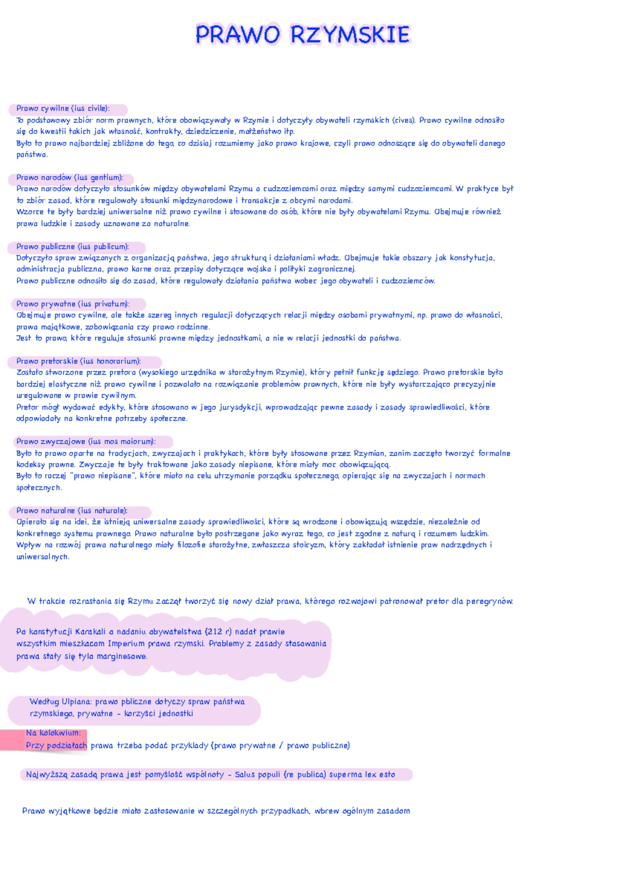 Prawo Rzymskie - Podstawowe Pojęcia i Zasady (Kurs: Prawo) - Studocu