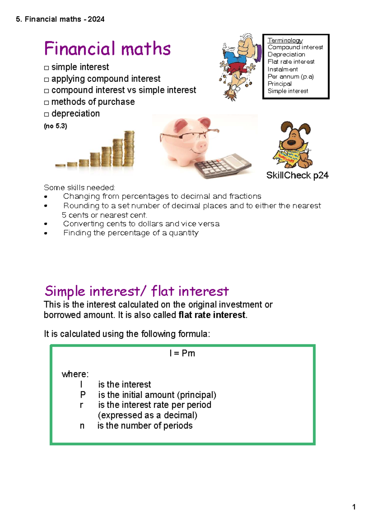 5. Financial Maths 2024: Simple vs Compound Interest Analysis - Studocu