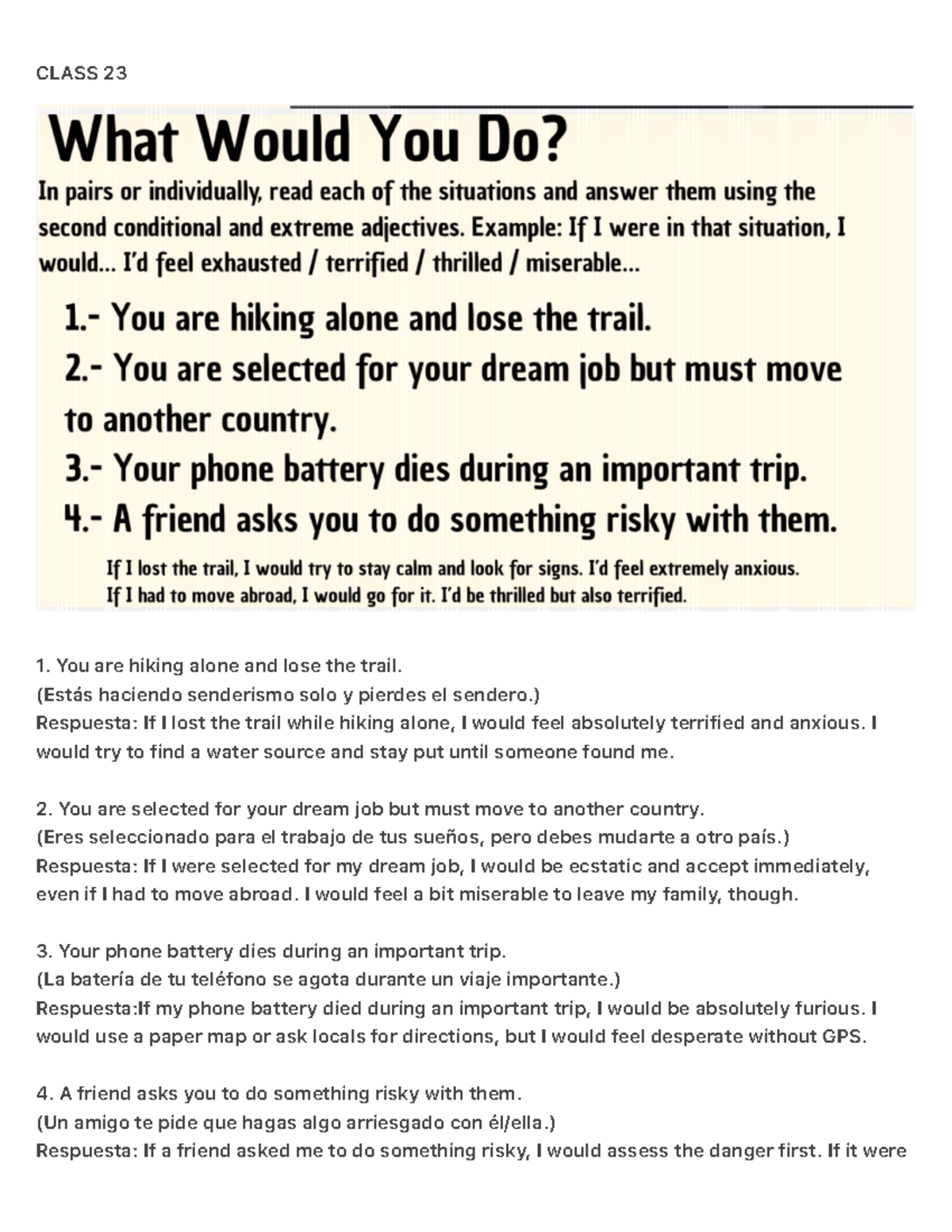 Class 23 - Emotional Responses to Unexpected Situations - Studocu