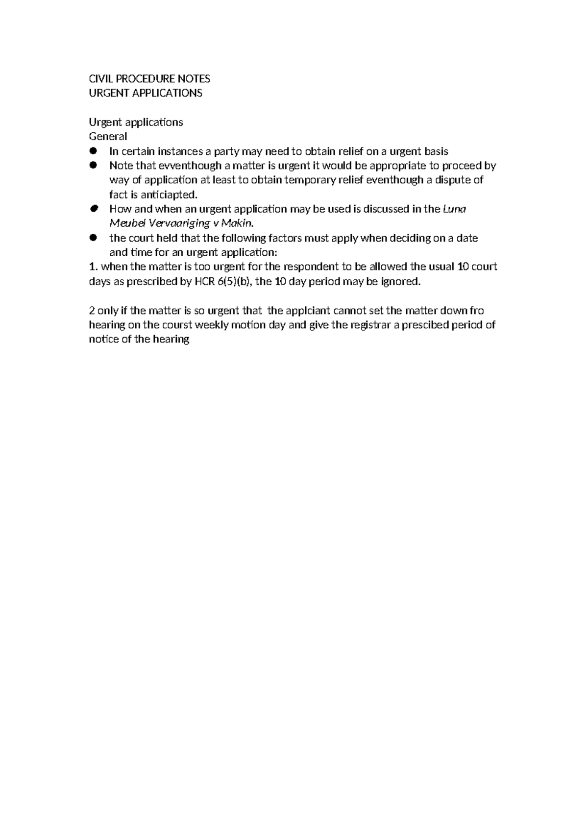 Legal Principles of Letter of Demand & Notice of Motion: A1 Notes - Studocu