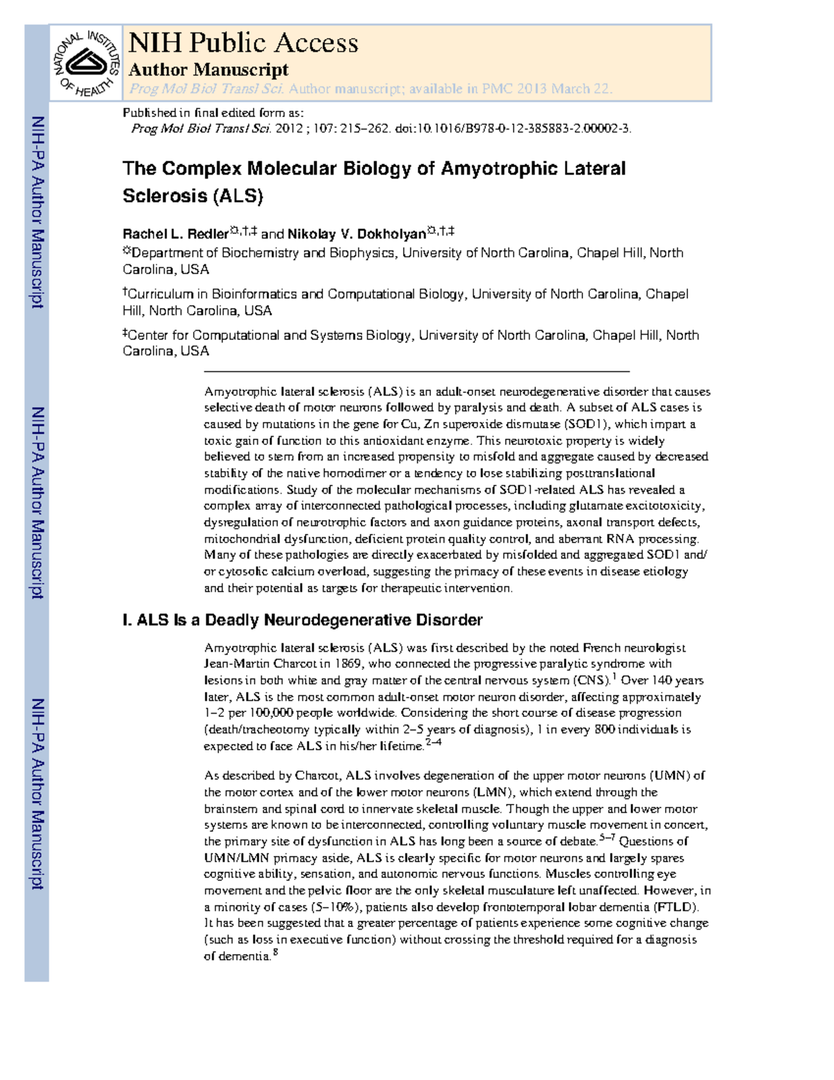 The Complex Molecular Biology of Amyotrophic Lateral Sclerosis (ALS ...