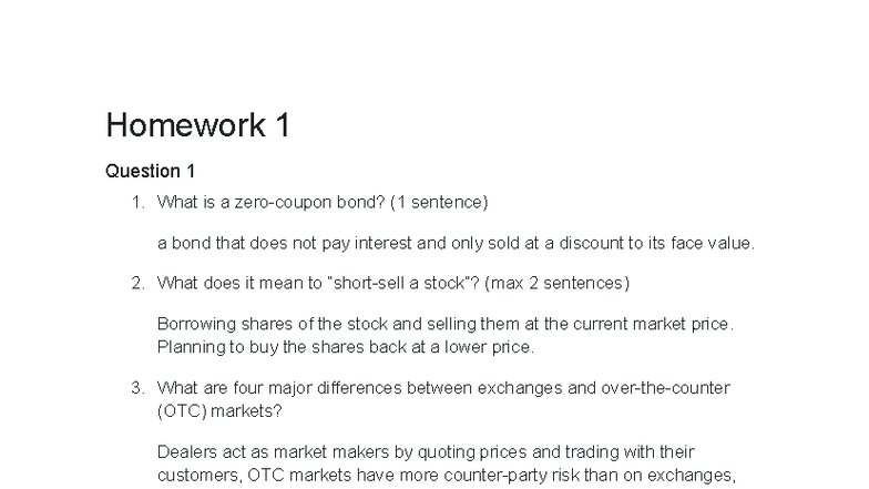 Fina3203 Homework 1: Bonds, Forward Contracts, and Futures Analysis ...