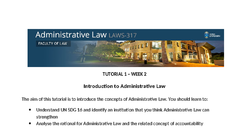 253 Admin Tutorial 1: Intro to Administrative Law Concepts - Studocu