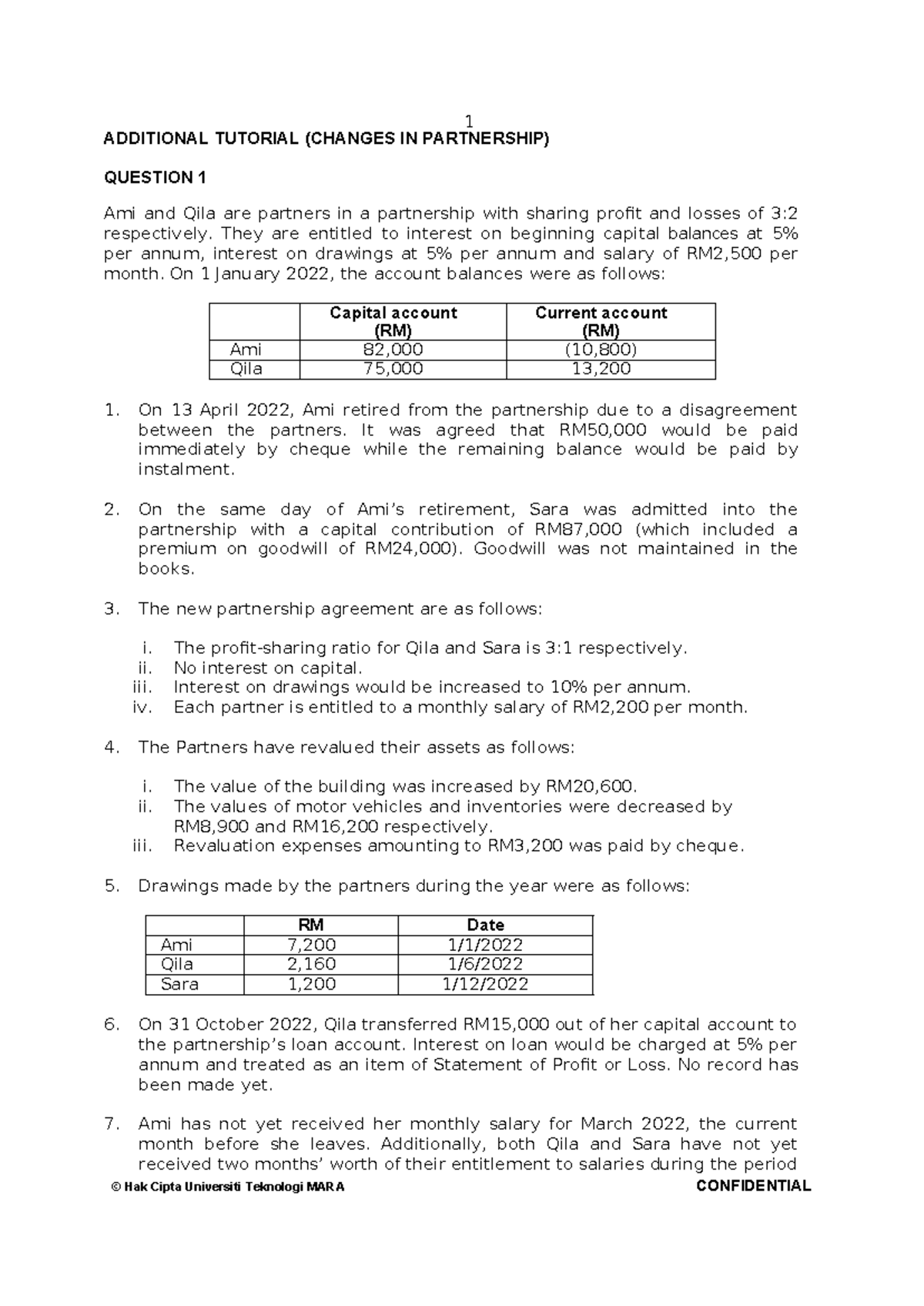 Additional Tutorial Changes in Partnership - ADDITIONAL TUTORIAL ...
