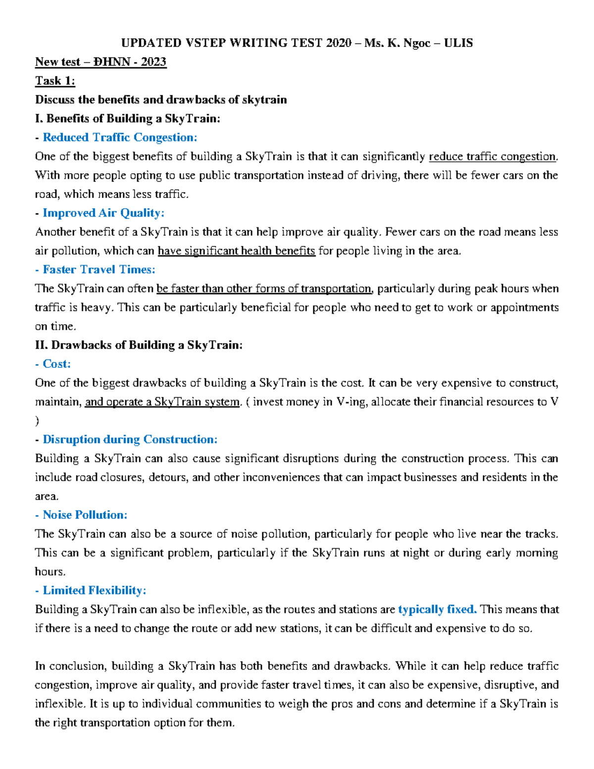 Key VSTEP Writing Test 2020: Benefits & Drawbacks Analysis - Studocu