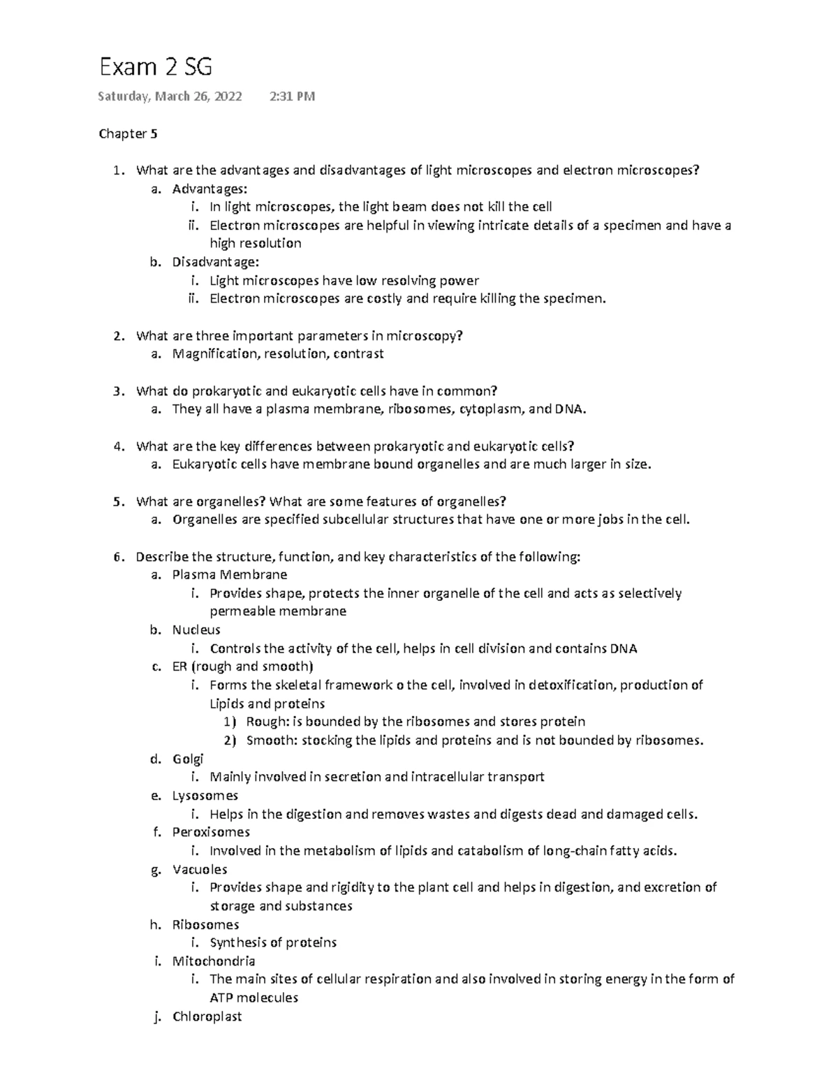 Biology 1406 Exam 3 Comprehensive Review: Cellular Respiration ...