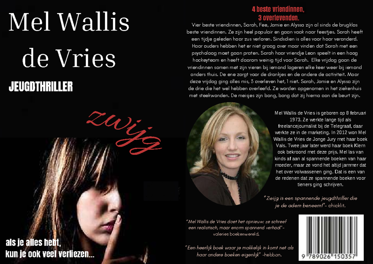 Boekenverslag Nederlands: Mel Wallis de Vries - JEUGDTHRILLER Zwijg ...