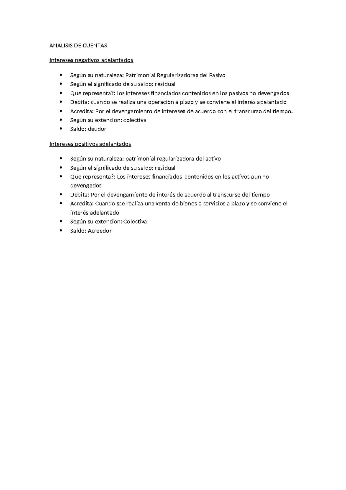 Análisis de Cuentas: Intereses Negativos y Positivos Adelantados - Studocu