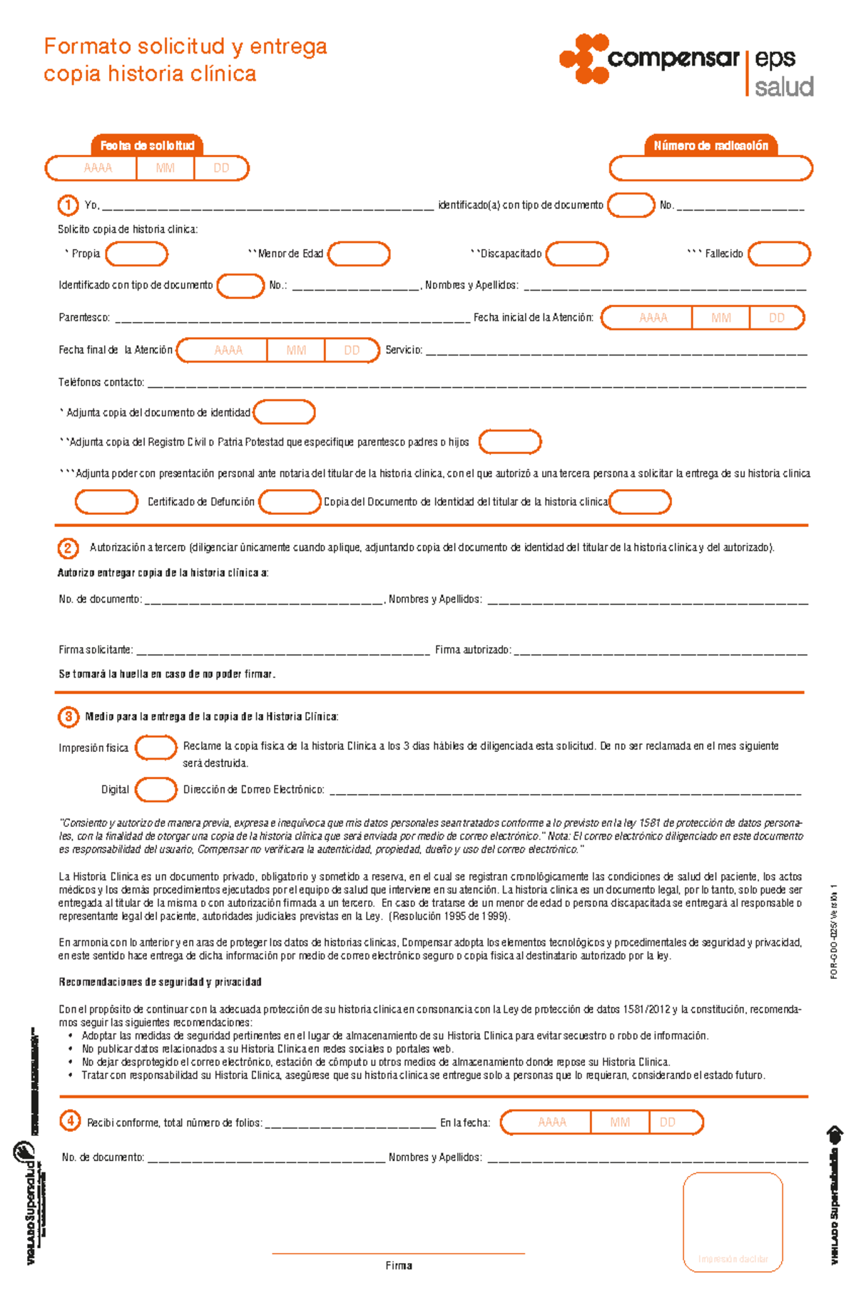 Formato Solicitud de Entrega Hist. Clínica - FOR-GDO-025 - Studocu