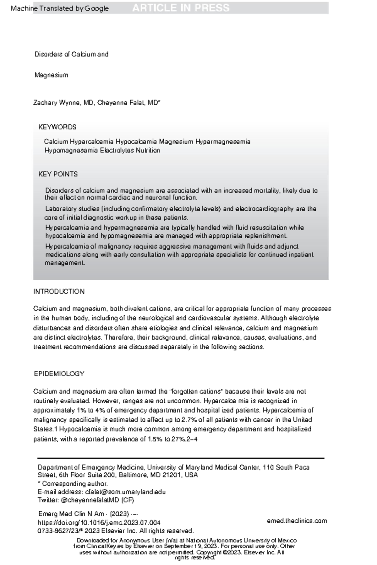 Articulo medicina de urgencias - INTRODUCTION Zachary Wynne, MD ...