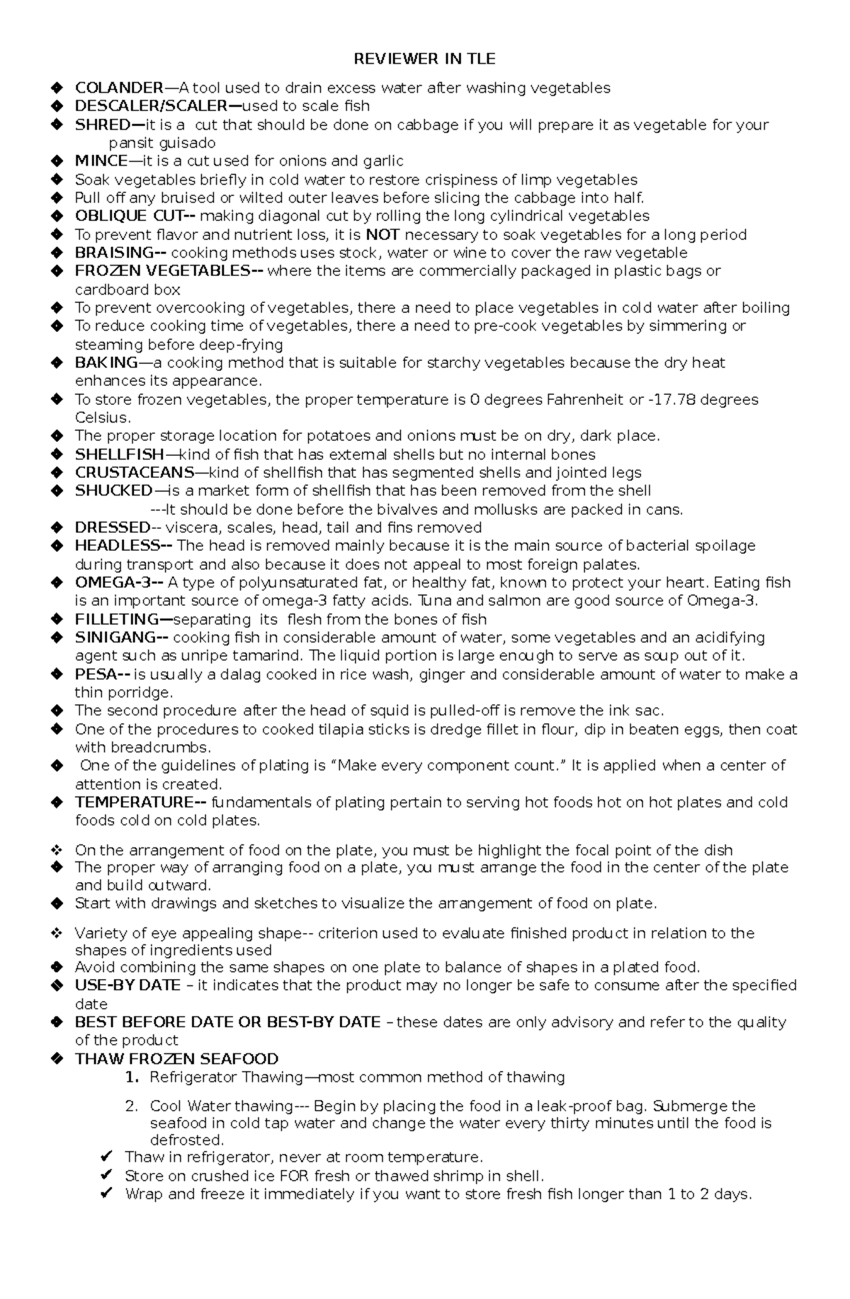 Reviewer IN TLE 2nd - lecture notes - REVIEWER IN TLE COLANDER—A tool ...