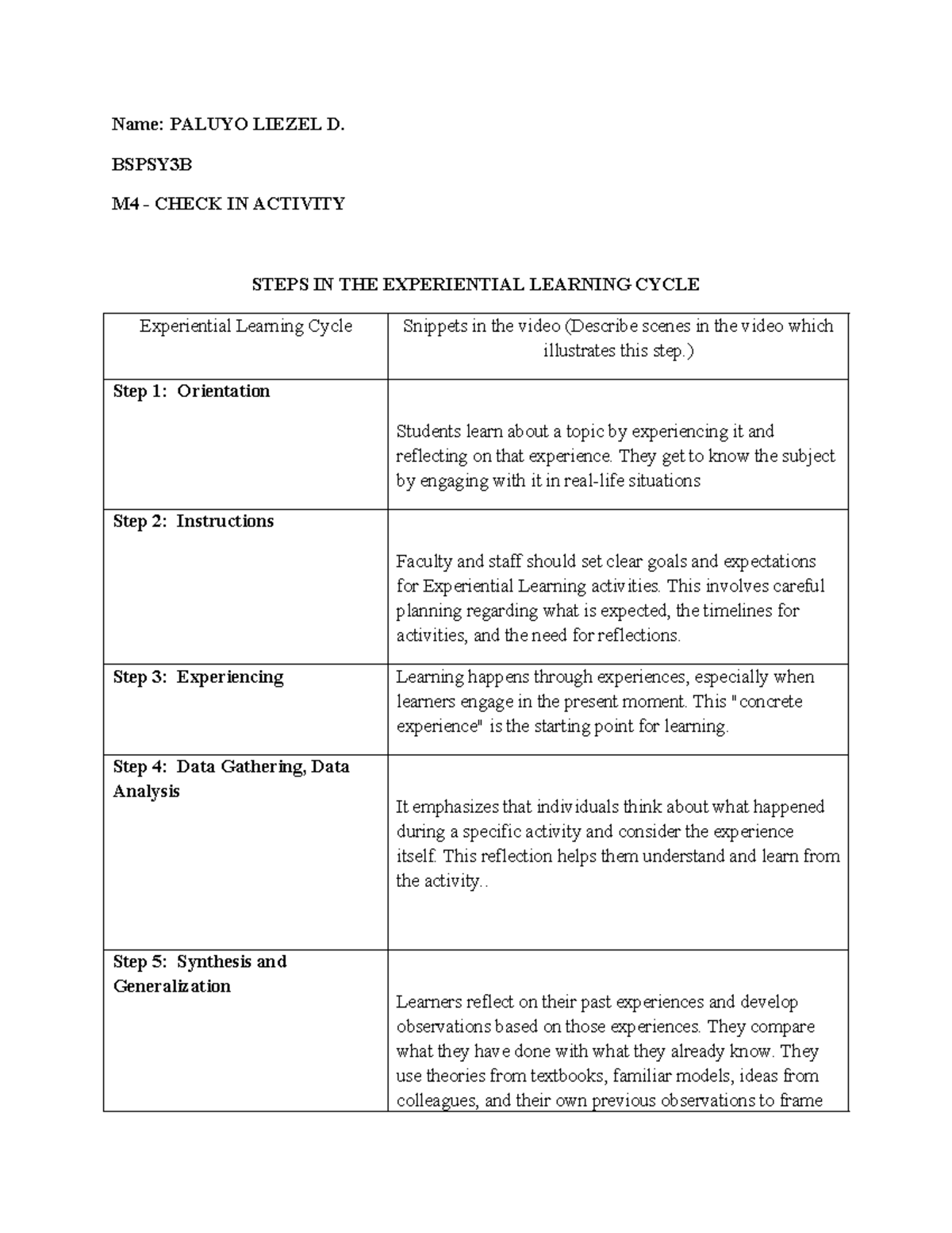 M4 Lesson 1 Check-in Activity 13986110 - Name: PALUYO LIEZEL D. BSPSY3B ...
