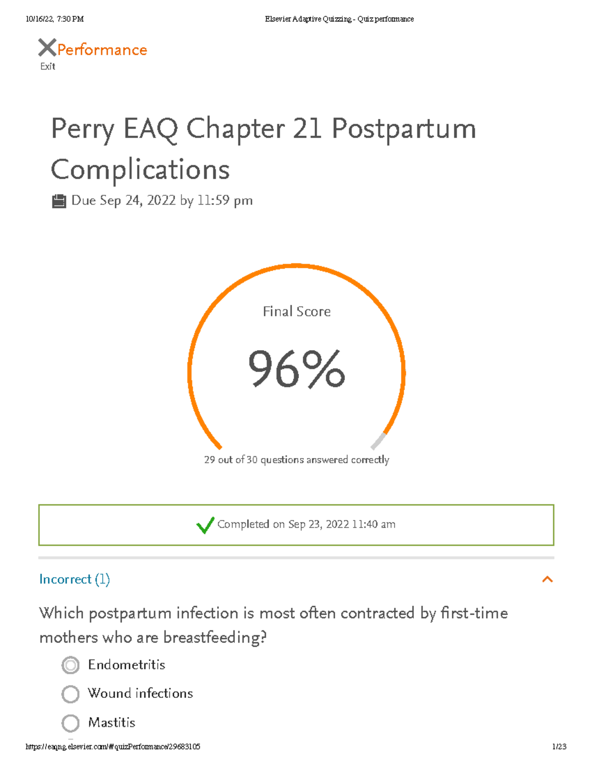 Perry EAQ Chapter 21 Postpartum Complications - Exit Performance Perry ...