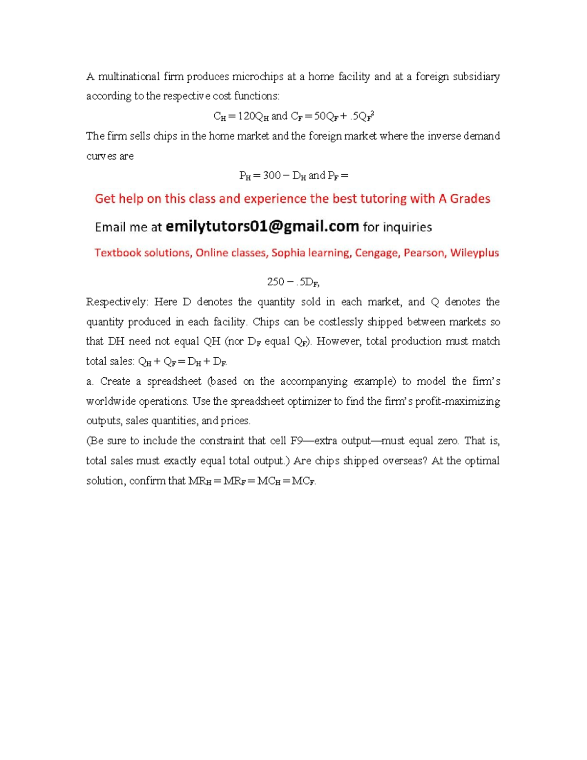 Microchip Production & Sales Optimization Model (CH 120, CF 50) - Studocu