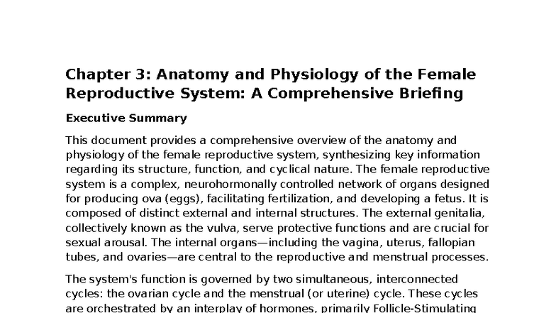 Chapter 3: Anatomy & Physiology of the Female Reproductive System - Studocu